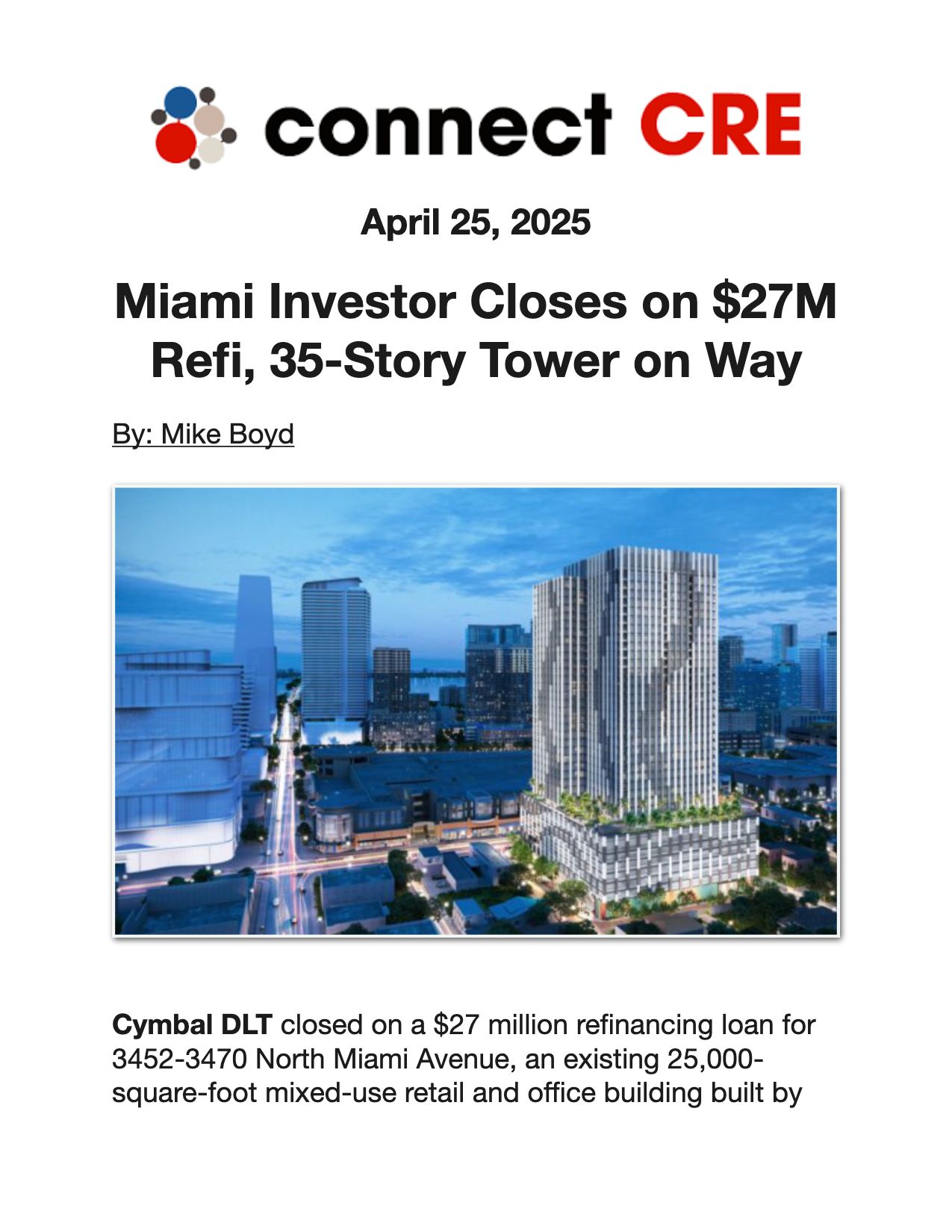 Miami Investor Closes $27M Refi for 35-Story Midtown Tower